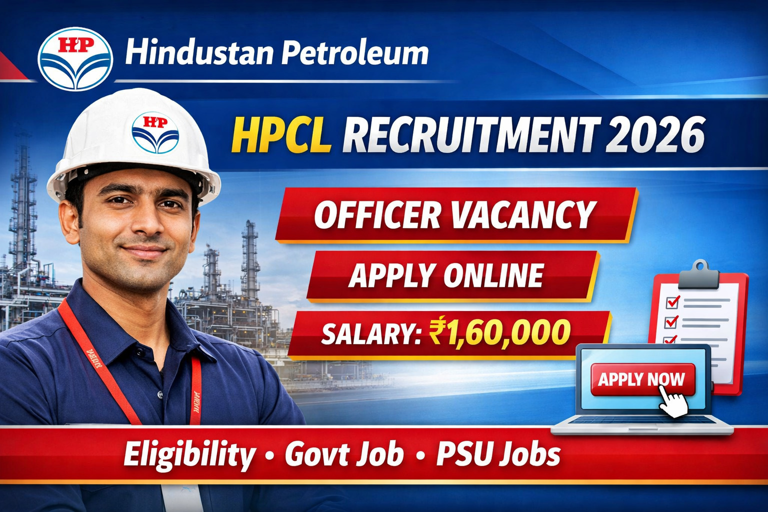 HPCL Recruitment 2026 : Officer Vacancy, Salary ₹1,60,000, Apply Online ...